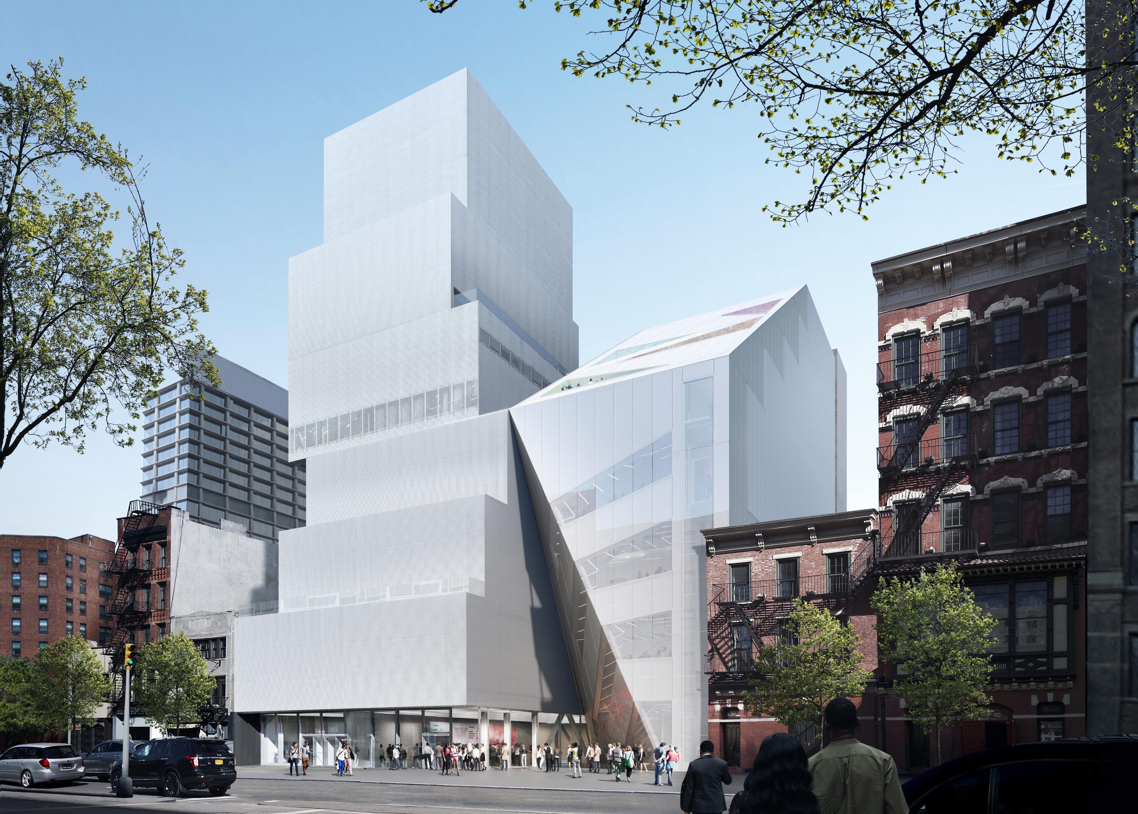 View from Bowery rendering of the expanded New Museum at 235 Bowery.